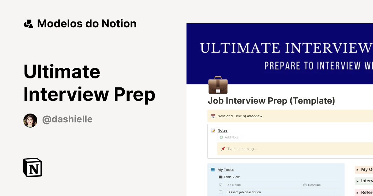 Modelo Ultimate Interview Prep | Marketplace do Notion