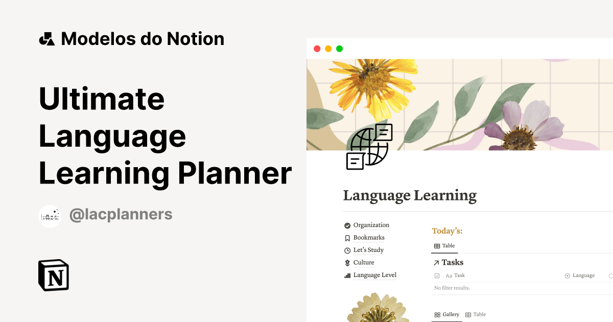 Ultimate Language Learning Planner Modelo por LacPlanners | Marketplace do Notion
