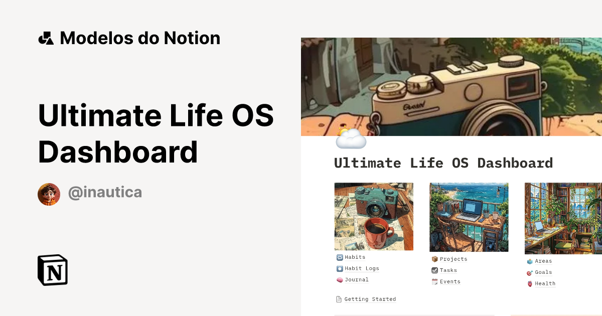 Modelo Ultimate Life OS Dashboard | Marketplace do Notion