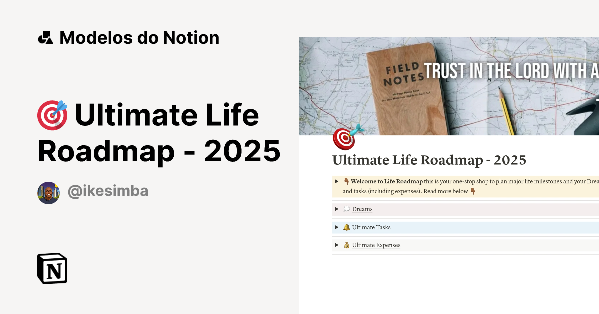 🎯 Ultimate Life Roadmap - 2025 Modelo por IkeSimba | Marketplace do Notion