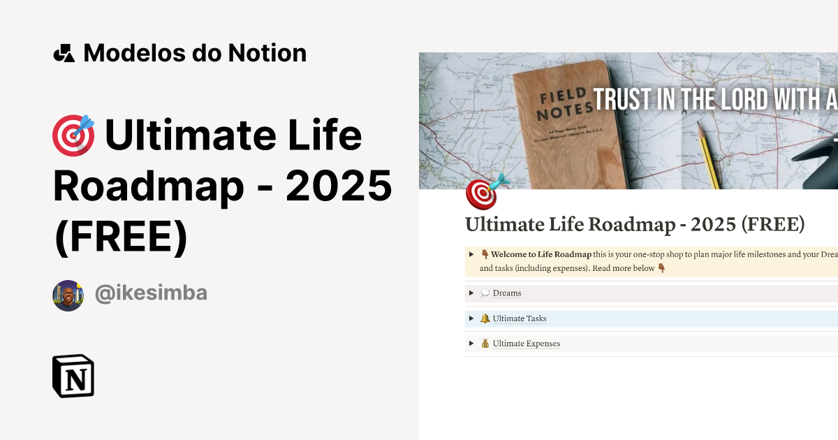 Modelo 🎯 Ultimate Life Roadmap - 2025 (FREE) | Marketplace do Notion