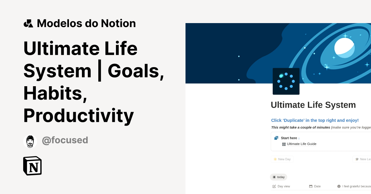 Ultimate Life System | Goals, Habits, Productivity Modelo por Focus ...