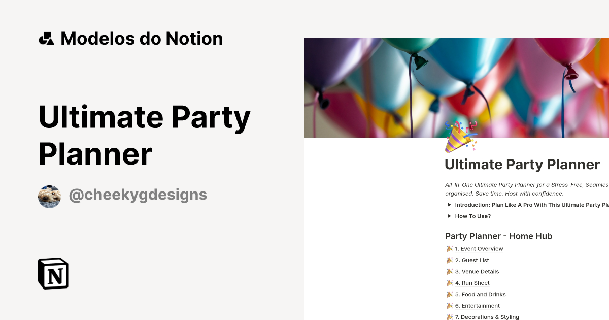 Modelo Ultimate Party Planner | Marketplace do Notion