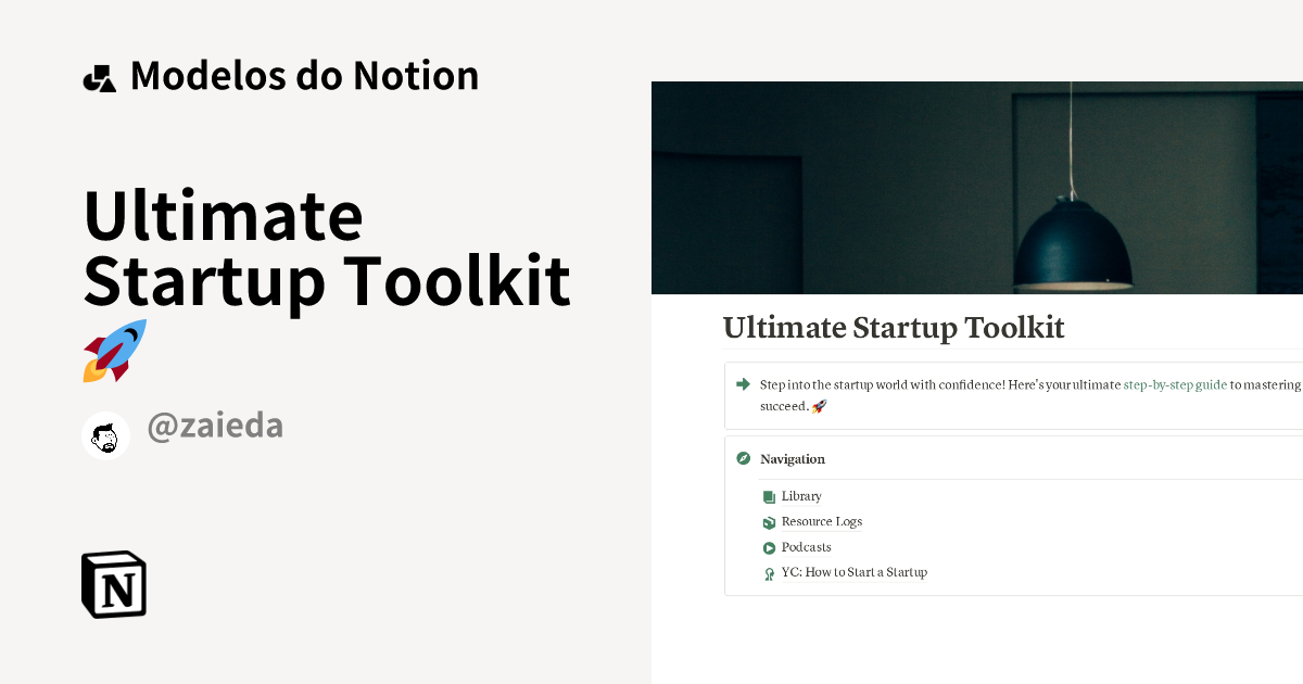Modelo Ultimate Startup Toolkit 🚀 | Marketplace do Notion