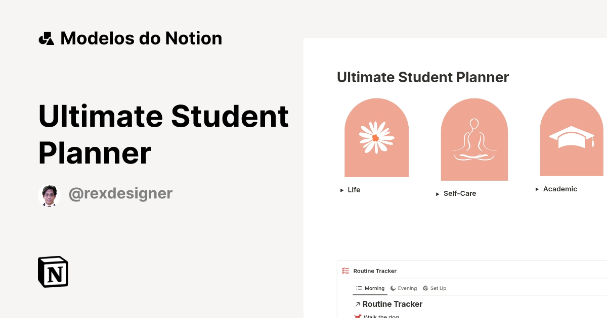 Ultimate Student Planner Modelo por Rex | Marketplace do Notion