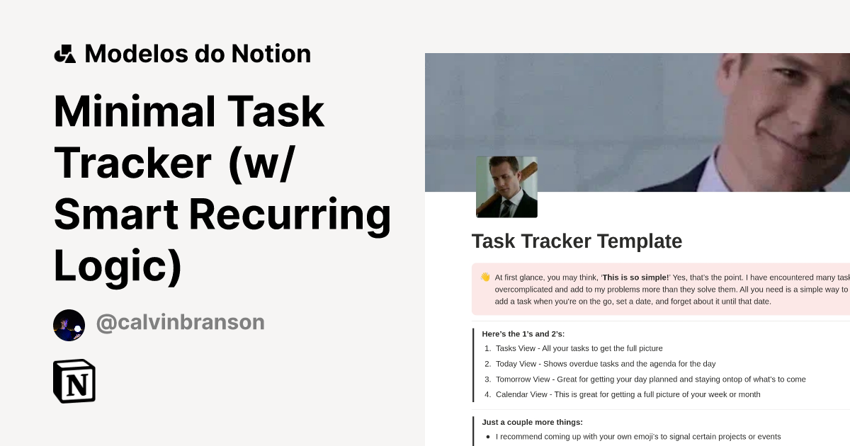 Modelo Minimal Task Tracker (w/ Smart Recurring Logic) | Marketplace do ...