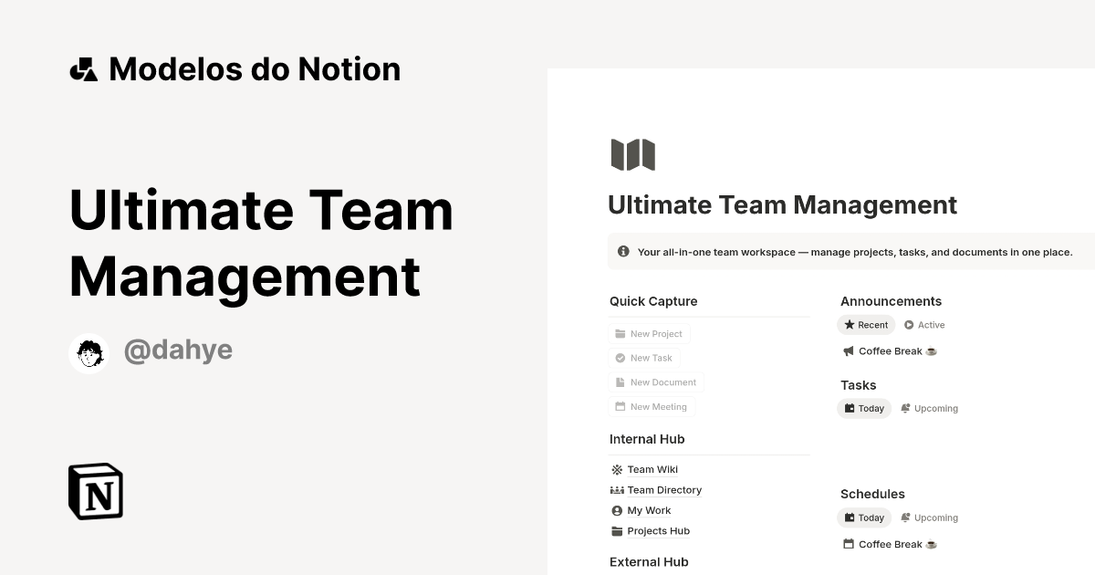 Ultimate Team Management Modelo por Dahye | Marketplace do Notion