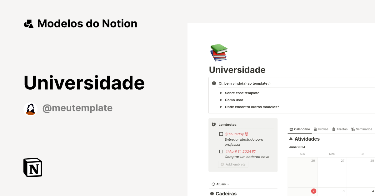 Universidade Modelo por Meu Notion | Marketplace do Notion