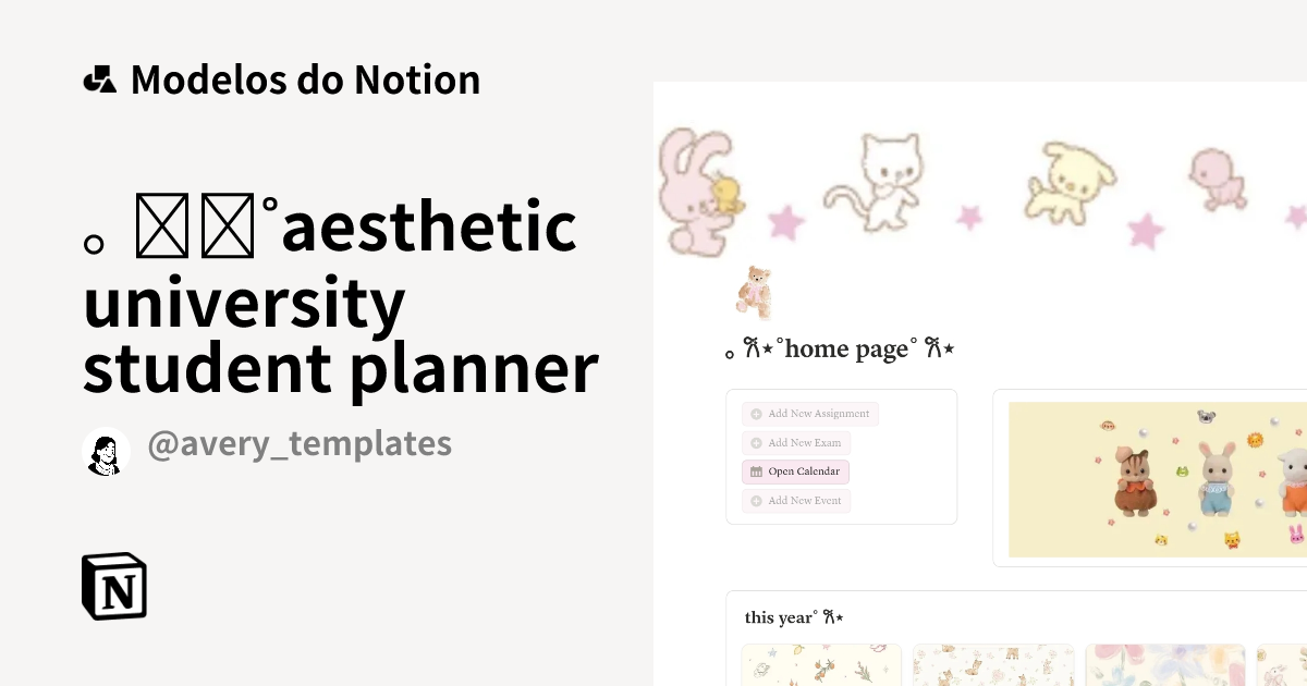 ⋆˚aesthetic university student planner Modelo por avery's templates ...