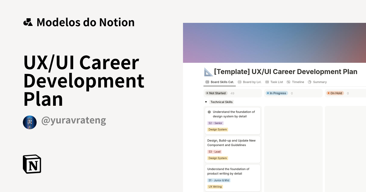 Modelo UX/UI Career Development Plan | Marketplace do Notion