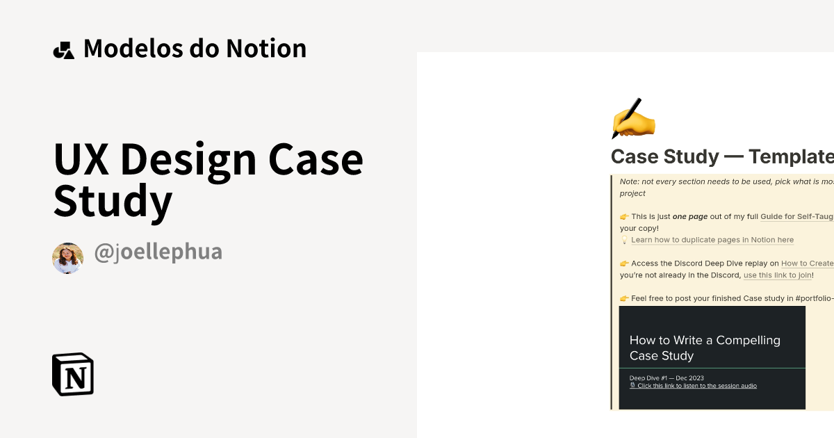 Modelo UX Design Case Study | Marketplace do Notion
