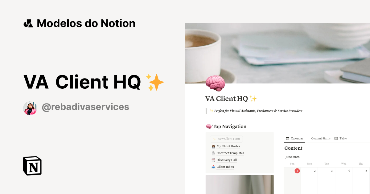 Modelo VA Client HQ | Marketplace do Notion