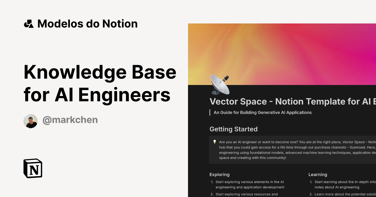 Modelo Knowledge Base for AI Engineers | Marketplace do Notion