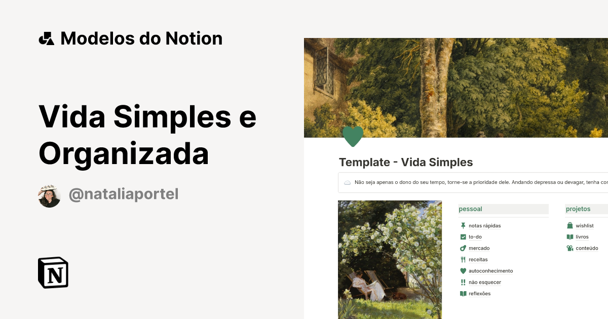 Modelo Vida Simples e Organizada | Marketplace do Notion