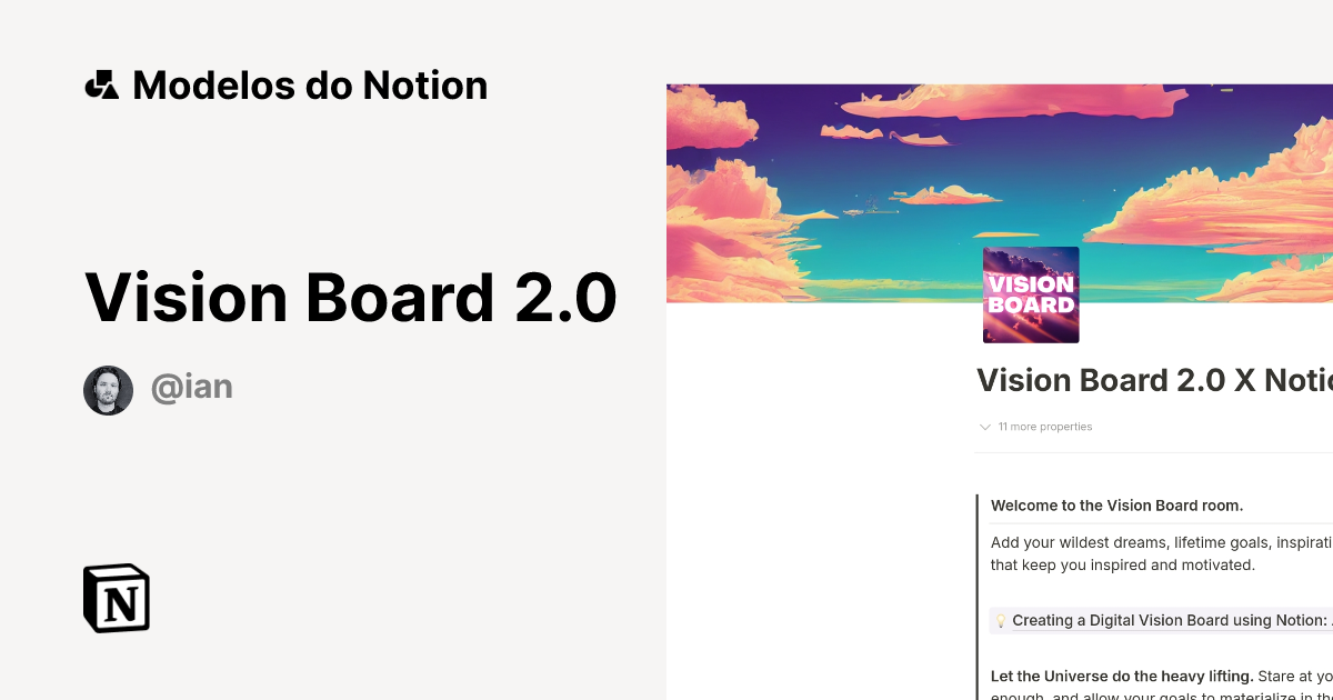Modelo Vision Board 2.0 | Marketplace do Notion