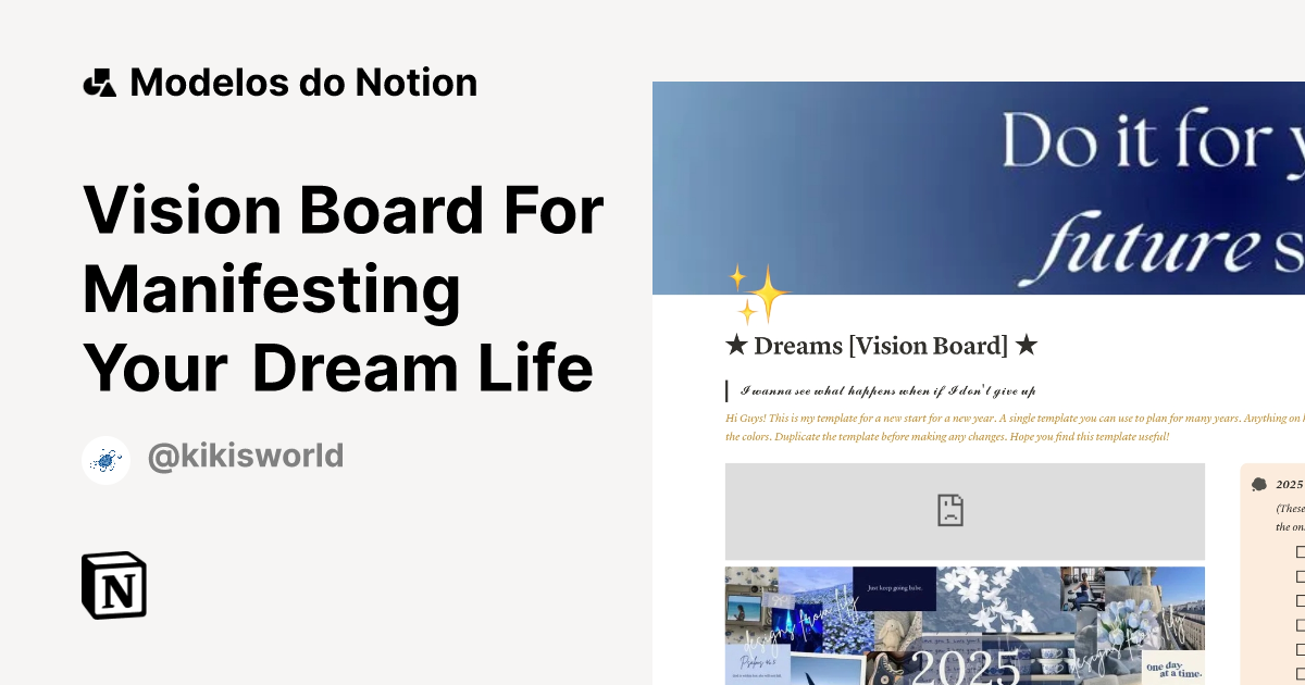 Vision Board For Manifesting Your Dream Life Modelo por Kiki's World ...