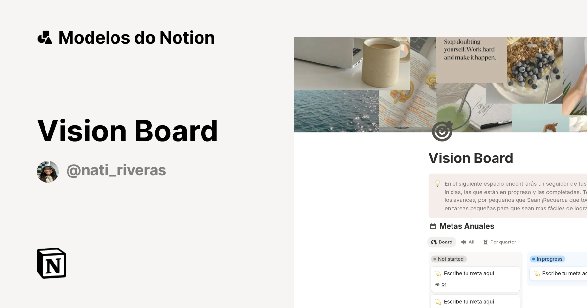 Modelo Vision Board | Marketplace do Notion