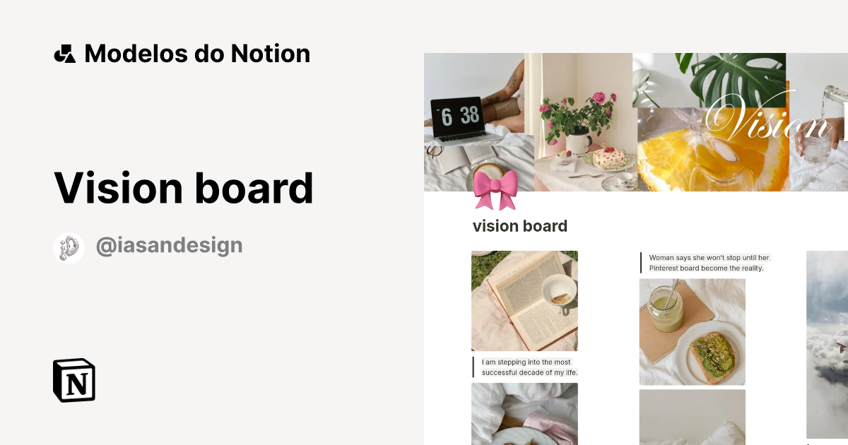 Modelo Vision board | Marketplace do Notion