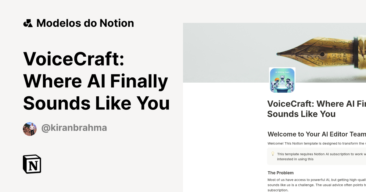 Modelo VoiceCraft: Where AI Finally Sounds Like You | Marketplace do Notion