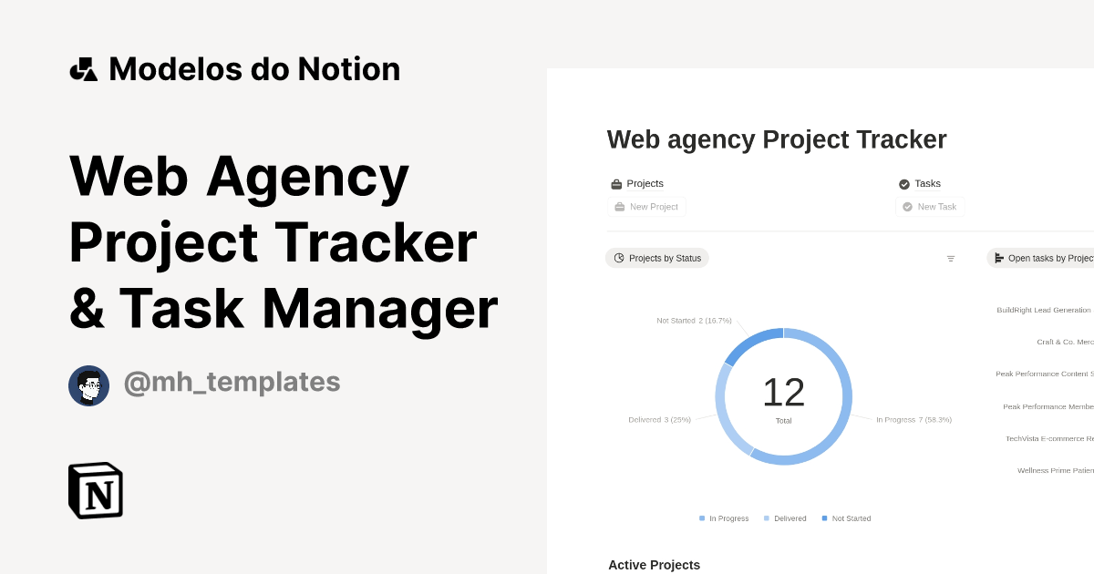Web Agency Project Tracker & Task Manager Modelo por MH Systems ...