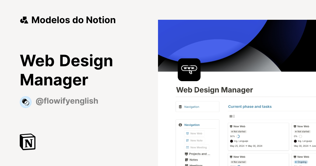 Modelo Web Design Manager | Marketplace do Notion