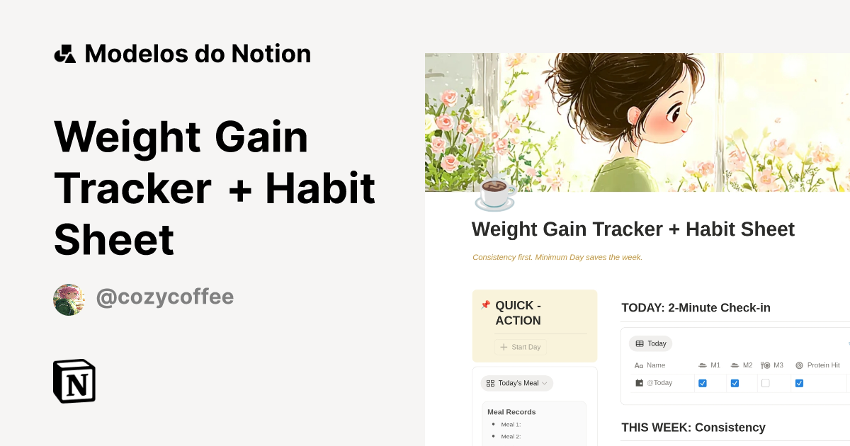 Weight Gain Tracker + Habit Sheet Modelo por Ms. Cozy and Coffee ...