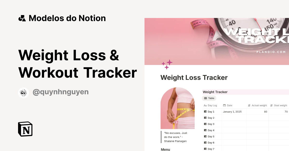 Modelo Weight Loss Tracker | Marketplace do Notion