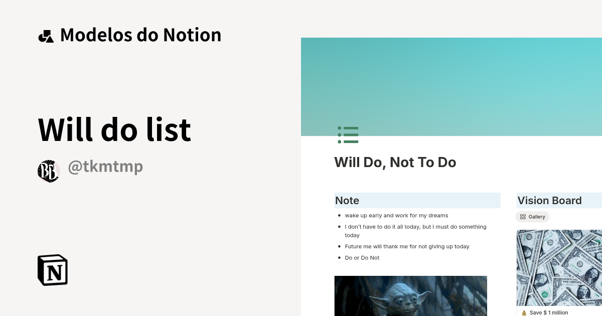 Modelo Will do list | Marketplace do Notion