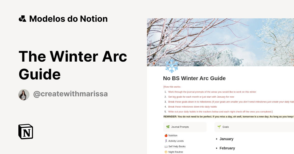 The Winter Arc Guide Modelo por Create With Marissa | Marketplace do Notion