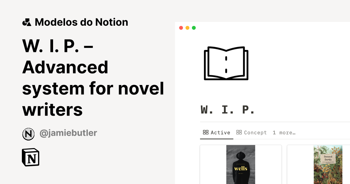 Modelo W. I. P. – Advanced system for novel writers | Marketplace do Notion