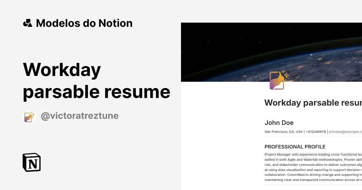 Workday parsable resume Modelo por Victor from Reztune | Marketplace do ...