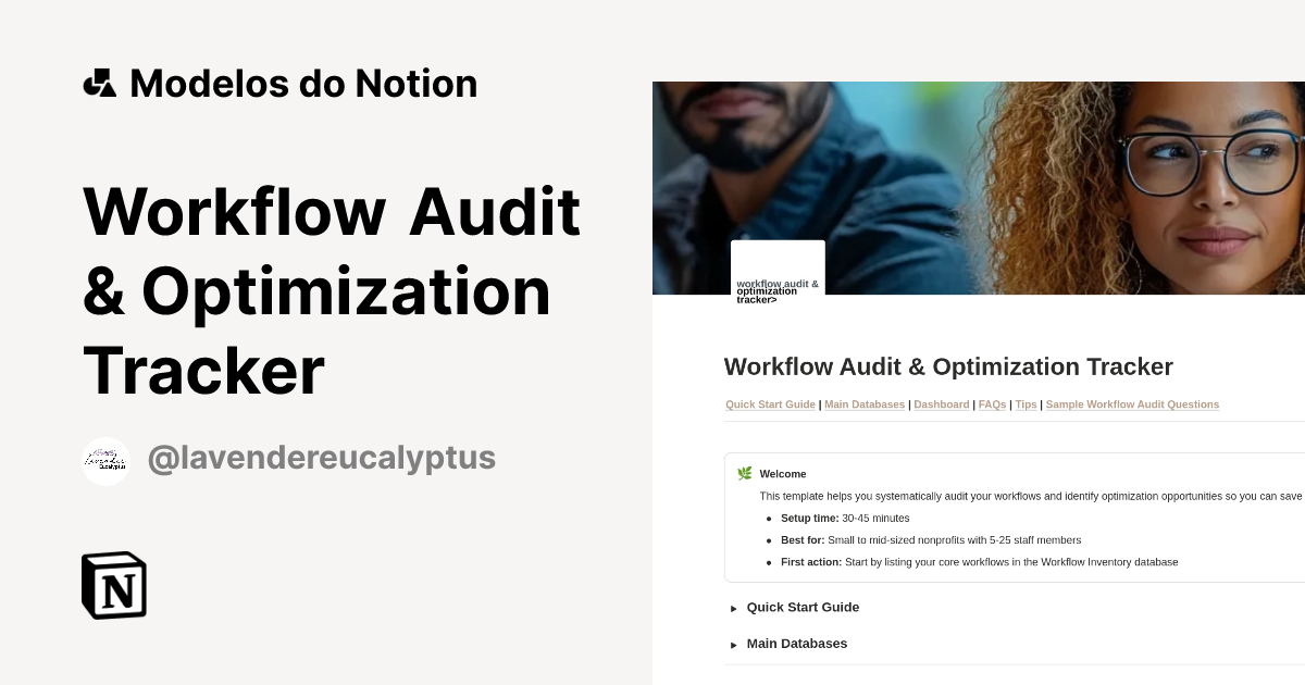 Workflow Audit & Optimization Tracker Modelo por Lavender Eucalyptus ...