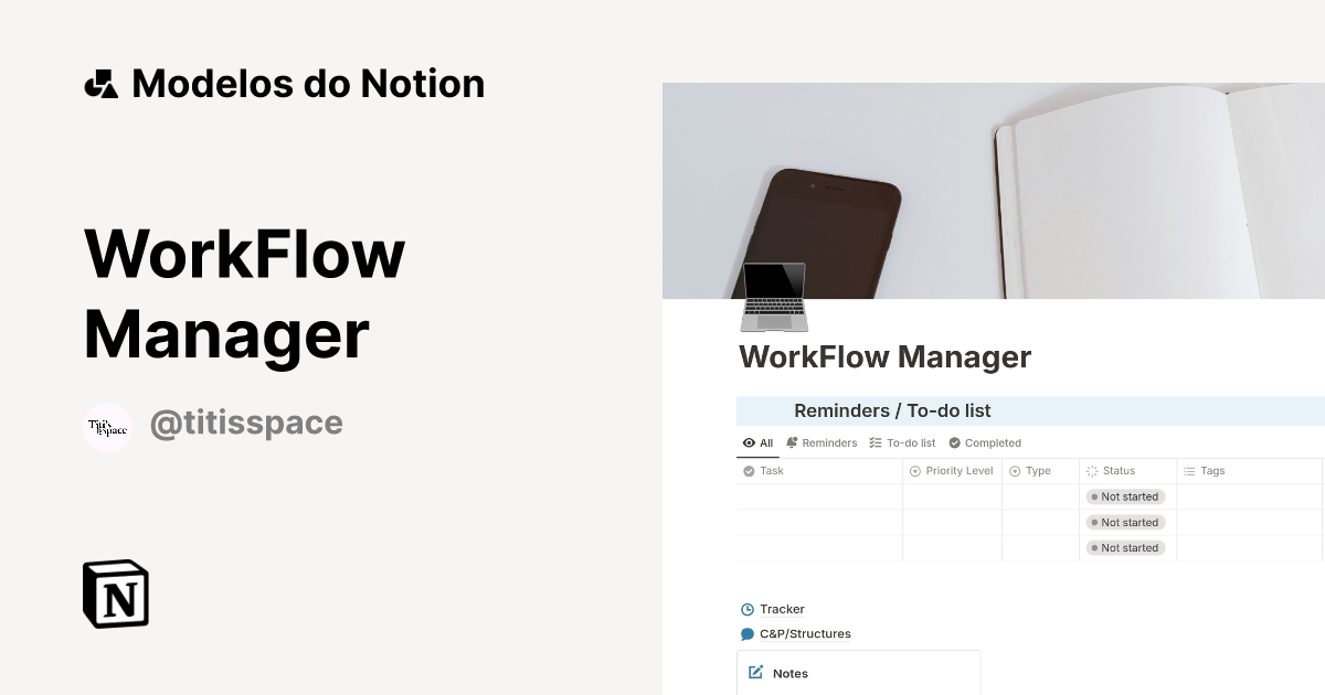 Modelo WorkFlow Manager | Marketplace do Notion