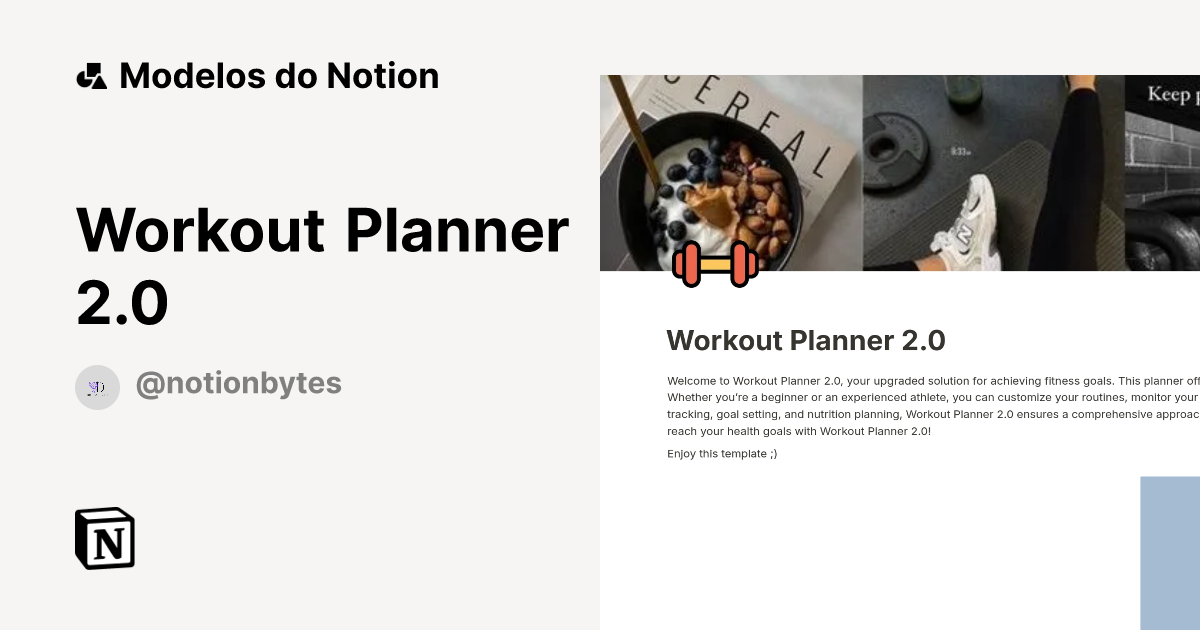 Workout Planner 2.0 Modelo por Notion Bytes | Marketplace do Notion