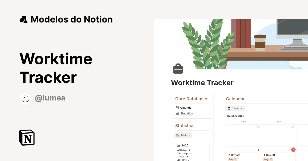 Modelo Worktime Tracker | Marketplace do Notion