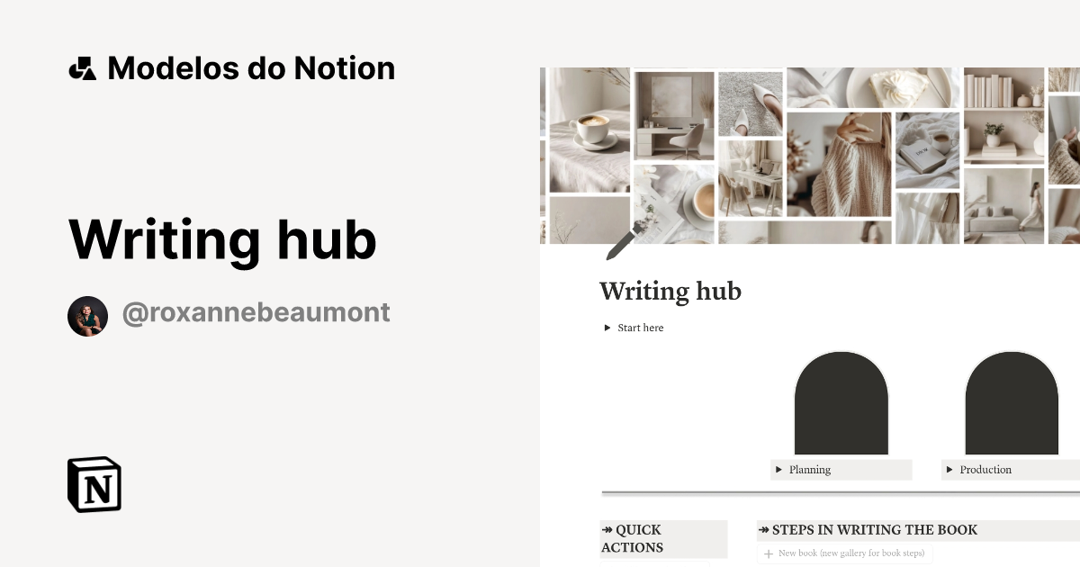 Modelo Writing hub | Marketplace do Notion