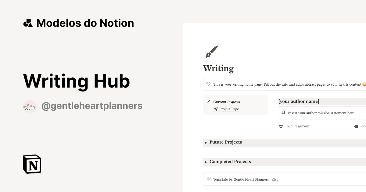 Modelo Writing Hub | Marketplace do Notion