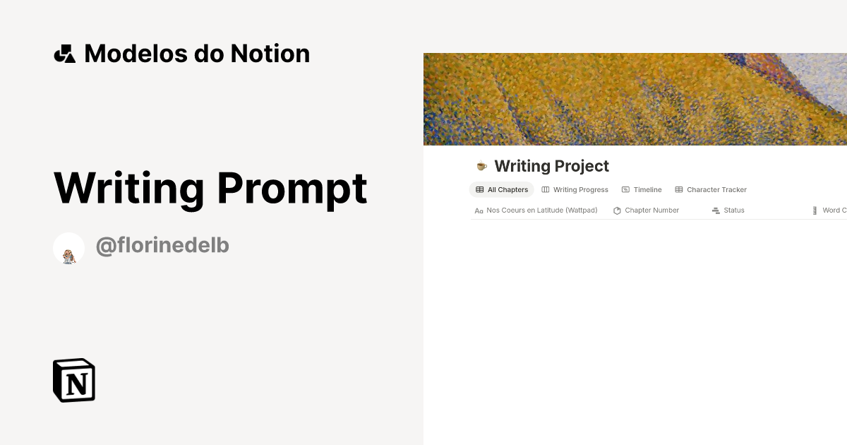 Writing Prompt Modelo por Flo | Marketplace do Notion
