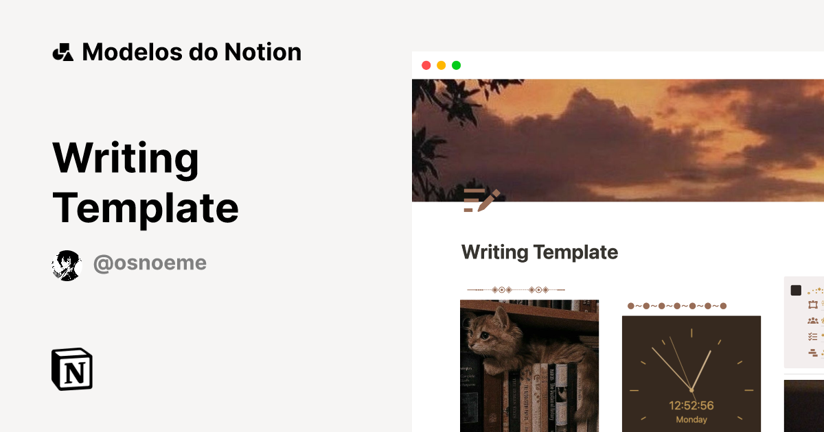 Modelo Writing Template | Marketplace do Notion