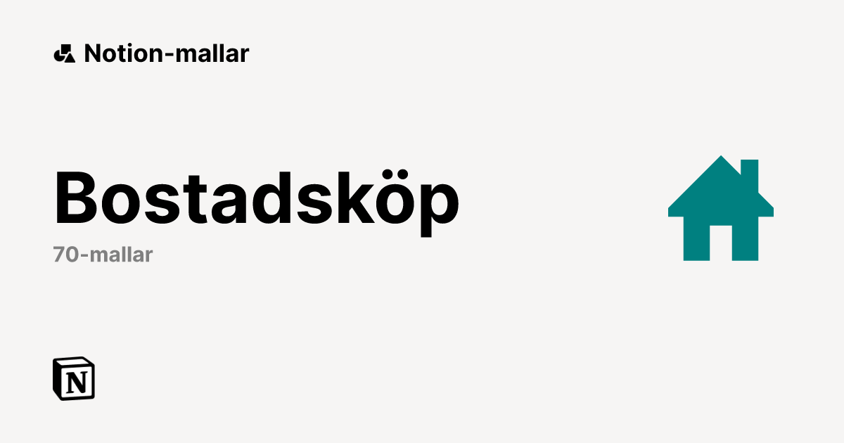 Kostnadsfria Bostadsköp-mallar från Notion | Marknadsplats för Notion