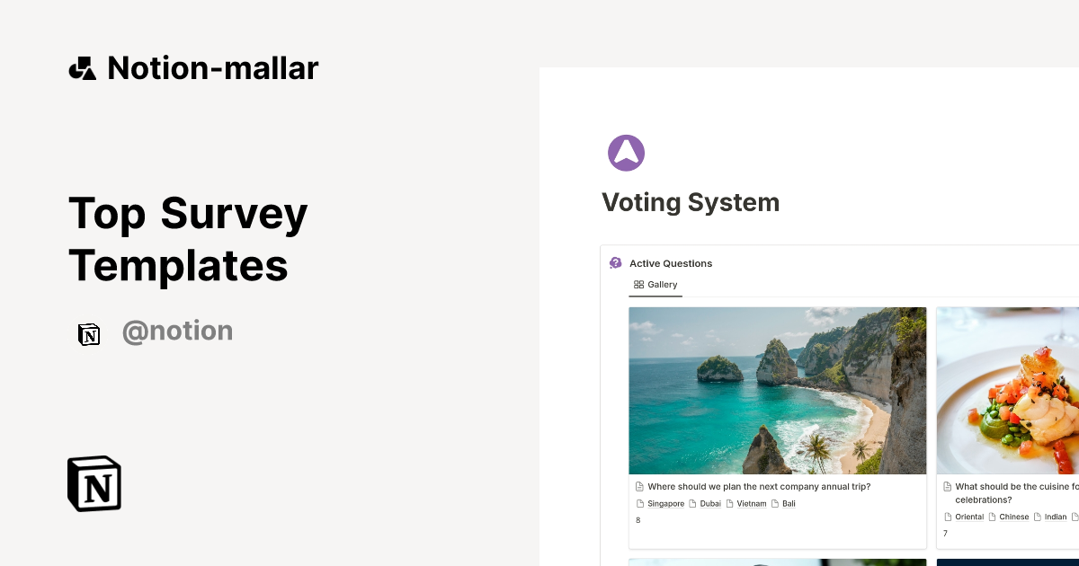 Top Survey Templates | Marknadsplats för Notion-mallar