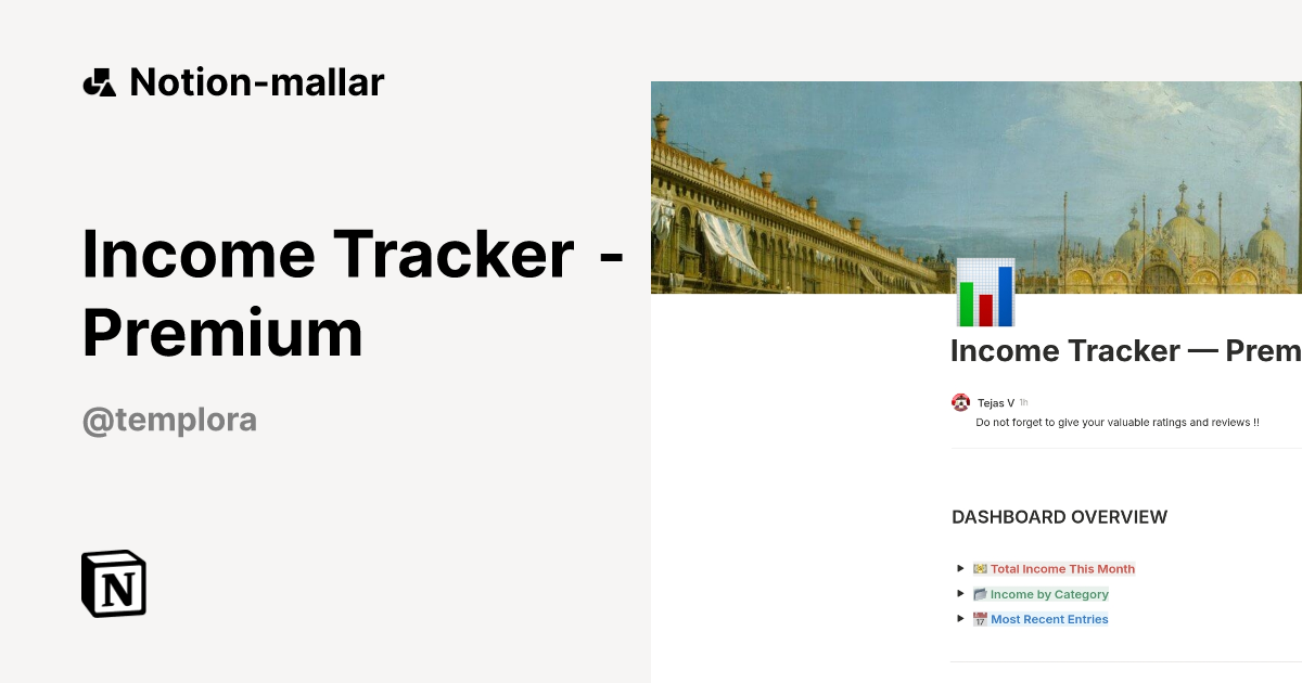 Income Tracker - Premium Mall efter Templora | Marknadsplats för Notion