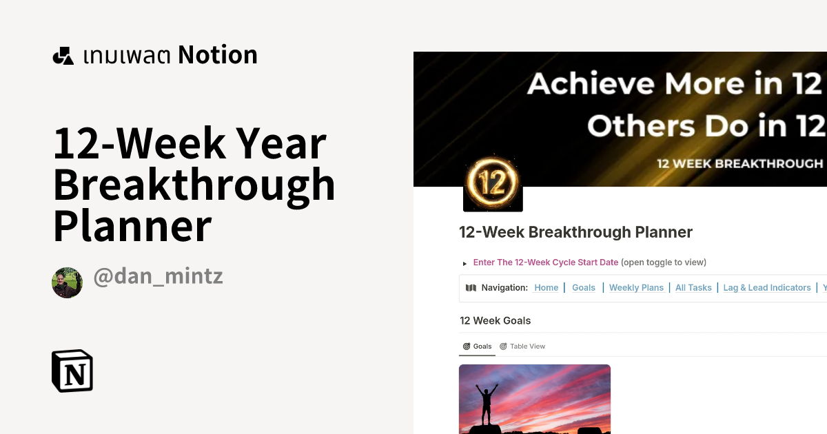 เทมเพลต 12-Week Year Breakthrough Planner โดย 12 Week Year Breakthrough ...