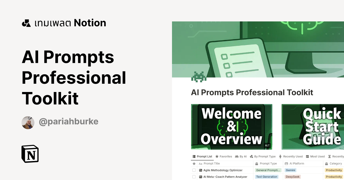 เทมเพลต AI Prompts Professional Toolkit โดย Pariah Burke | มาร์เก็ตเพลส ...