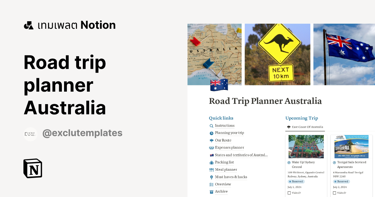 เทมเพลต Road trip planner Australia โดย Exclutemplates | มาร์เก็ตเพลส ...