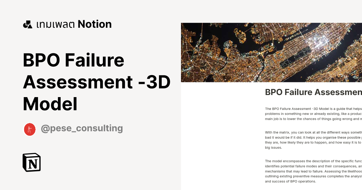 เทมเพลต BPO Failure Assessment -3D Model | มาร์เก็ตเพลส Notion