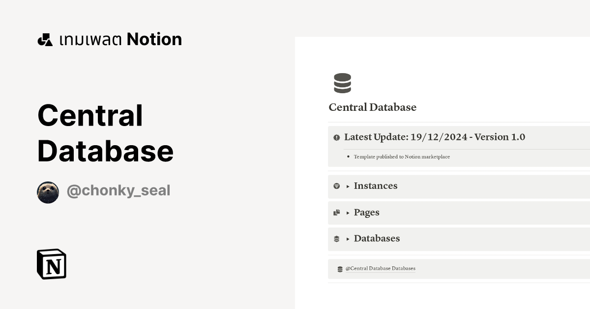 เทมเพลต Central Database โดย Matthew | มาร์เก็ตเพลส Notion
