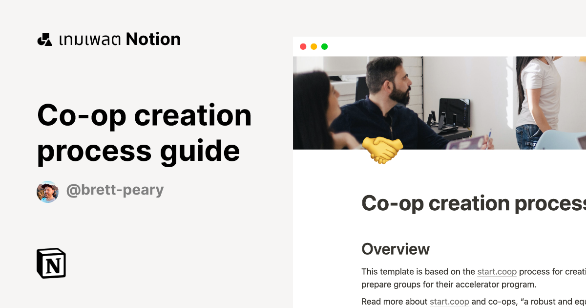 เทมเพลต Co-op creation process guide โดย Brett Peary | มาร์เก็ตเพลส Notion