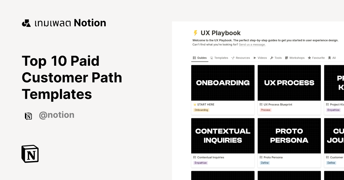 Top 10 Paid Customer Path Templates | มาร์เก็ตเพลสเทมเพลต Notion