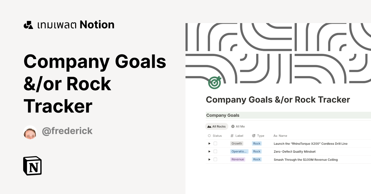 เทมเพลต Company Goals &/or Rock Tracker | มาร์เก็ตเพลส Notion